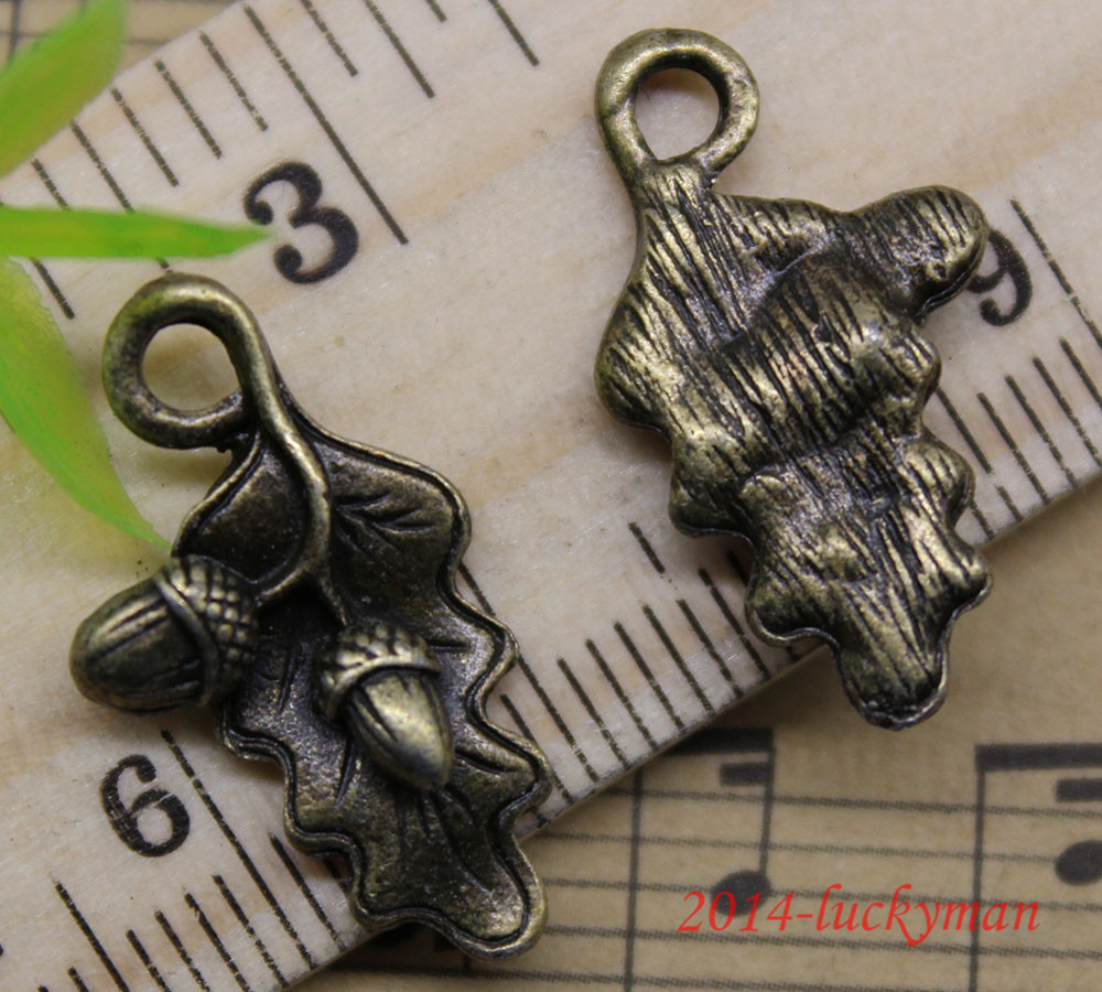5/20/60/100X Oak tree Leaves fruit alloy charms pendants 13x22mm | eBay