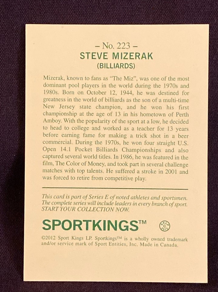 2012 Sportkings Series E Steve Mizerak #223 | eBay
