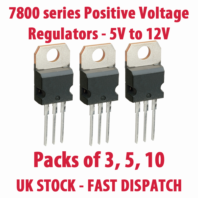 VOLTAGE REGULATOR - 7805 7808 7809 7812 5V 8V 9V 12V PACKS OF 3, 5 OR ...