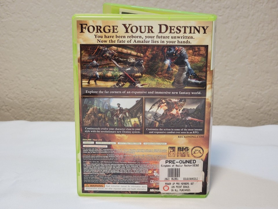 Microsoft Xbox 360 Kingdoms of Amalur: Reckoning EA RPG Game ...
