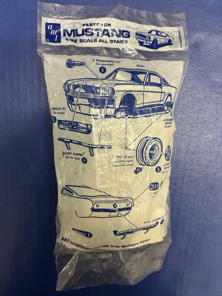 VINTAGE AMT FASTBACK MUSTANG ALL STARS MODEL KIT New Sealed Unopened ...