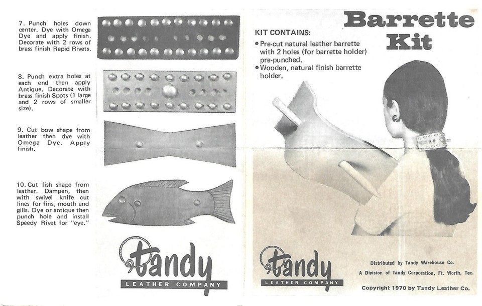 Lot of 3 Vintage Leather Kits Tandy 185 ID, Tandy Barrette, Danlee 203 ...