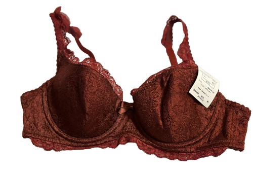 Vintage WACOAL Embrace Lace Underwire Bra Size 32B Burgundy Full Lace ...
