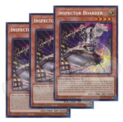 Yugioh - Inspector Boarder x 3 - 1st Edition Secret Rare NM - Free Holo ...