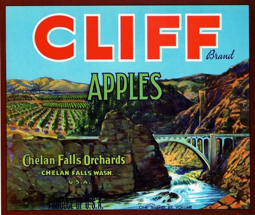 15 Vintage CLIFF Brand Apple Fruit Crate Labels Chelan Falls ...