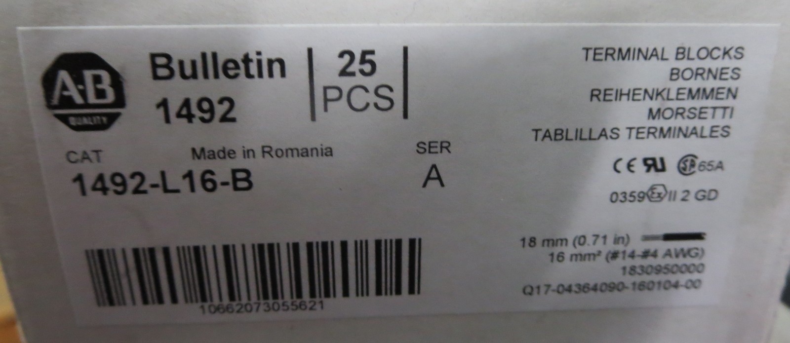 Allen-Bradley 1492-L16-B Terminal Blocks Series A (Box Of 25) | eBay