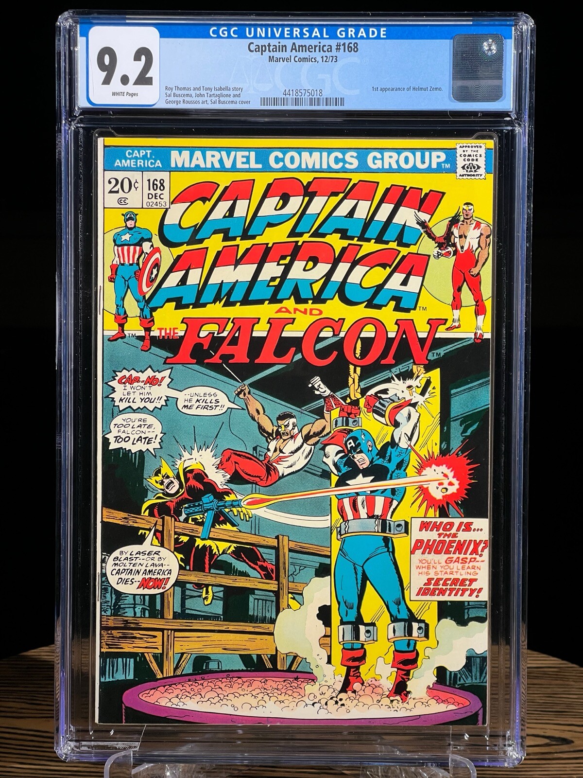 CAPTAIN AMERICA #168 CGC 9.2 1973 First Appearance Baron Helmut Zemo ...