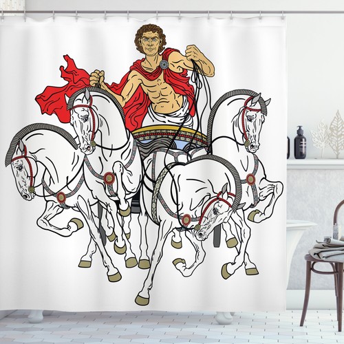 Toga Party Shower Curtain Hellenic Man Chariot Print for Bathroom | eBay