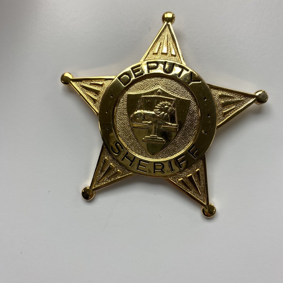 Deputy Sheriff Badge Gold Star W/Lion&scale - Thread & Rod And Pin ...