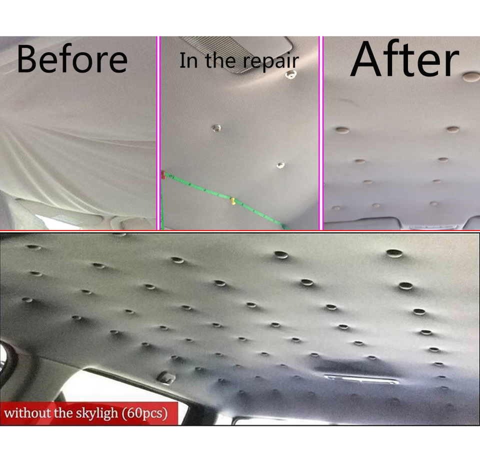 60Pcs Car Roof Liner Ceiling Kit Repair Buckle Sagging Headliner Pins ...