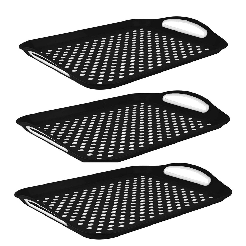 (3-Pack) Non Slip Dinner Serving Trays TV Meal Trays Waiters Tea Tray ...