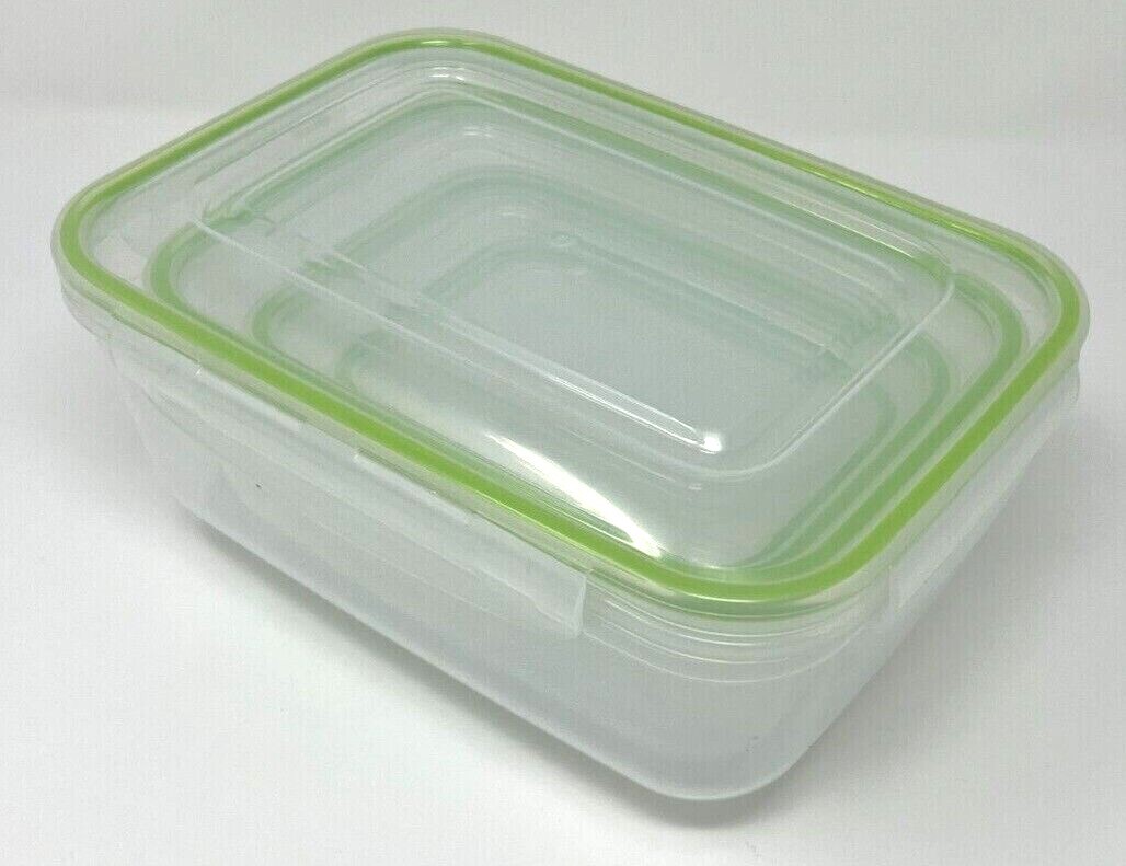 4 Airtight Food Storage Container Set With Lids Clear Plastic Clip Lock ...