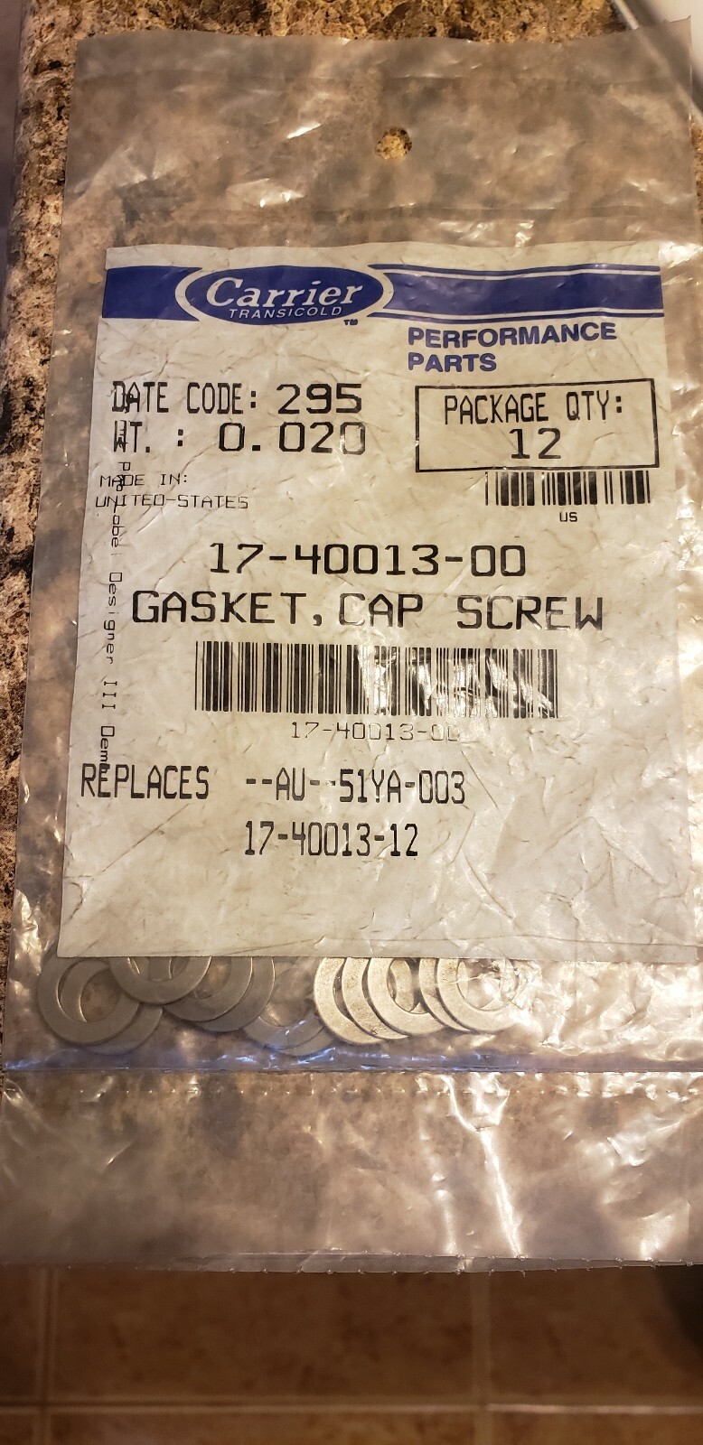 Carrier Transicold 17-40013-00 Cap srew Gasket Compressor (120 piece ...