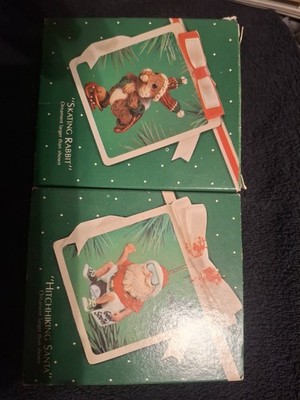 1983 hitchhiking Santa Keepsake Ornament and 1983 skating rabbit ...
