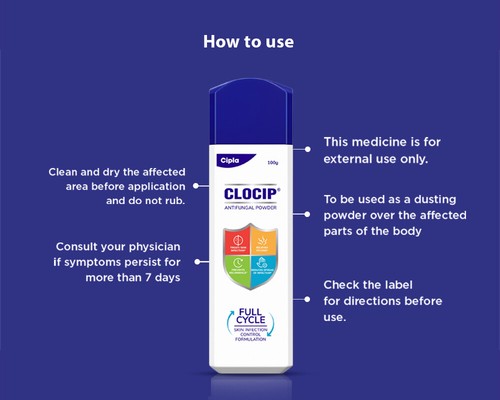 New Cipla Clocip Anti Fungal Dusting Powder Treat Skin Fungal Infection ...