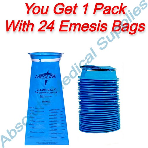 *24-Pack* Medline Clean Sack Emesis Bags For Sickness Cleanup Blue ...