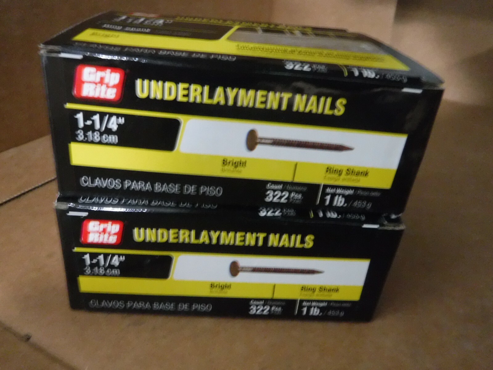 (LOT OF 2) GRIP RITE UNDERLAYMENT NAILS- 1-1/4" BRIGHT 322 PCS EACH. | eBay