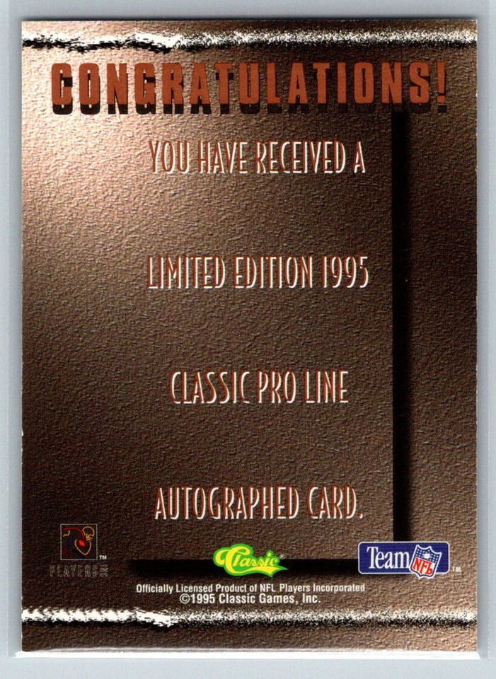 1995 Classic Pro Line Auto /1450 Mike Sherrard Auto New York Giants ...