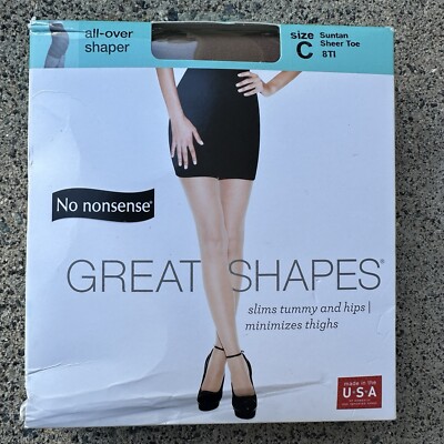 No Nonsense Great Shapes All Over Shaper Suntan Size C Pantyhose Sheer ...
