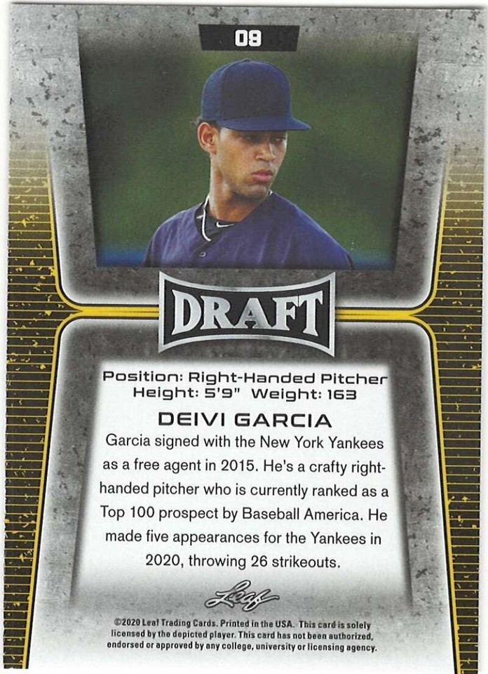 Deivi Garcia 2020 Leaf Draft XRC #9 Pack Fresh Set Break ID:8128 | eBay