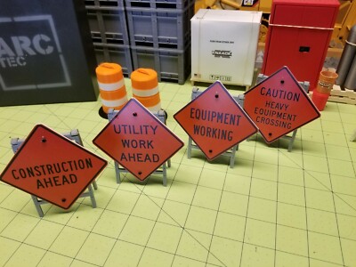Set of Four (4) New 1/14 Scale Folding Signs for Construction Sites | eBay