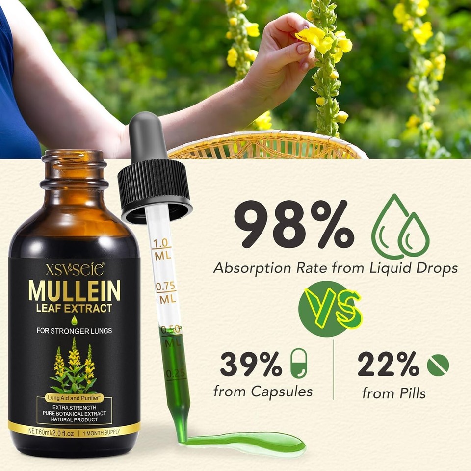 Mullein Drops for Lungs, Mullein Leaf Extract for Lungs,Mullein Leaf ...