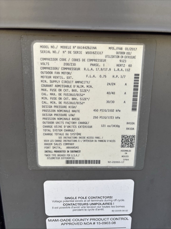 3 Ton Condensing Unit Rheem Straight Cooling | eBay