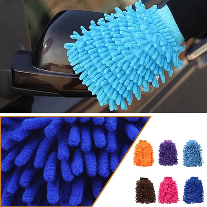 Chenille Wash Mitts Car Duster Double Side Cleaning Cloth Wax Detail ...