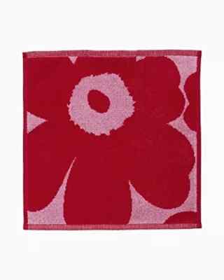 Marimekko - Unikko Cotton Terry Washcloth (Red Poppy) Washcloth, Red ...