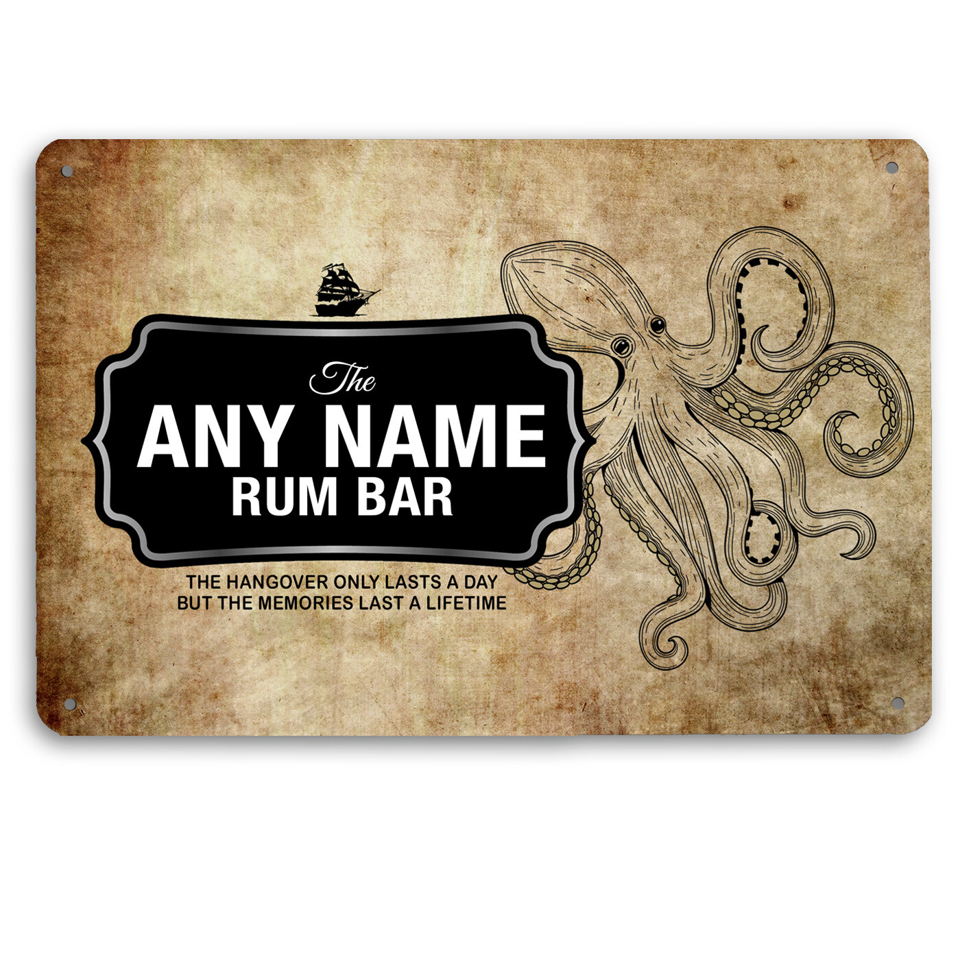 Personalised Rum Bar Sign - Spiced Rum Brown Grunge bar, Gift for Home ...