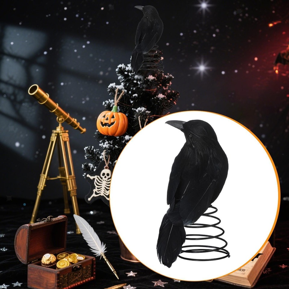 1x Black Crow Tree Topper Decor Christmas Treetop for Home Porch Gothic ...