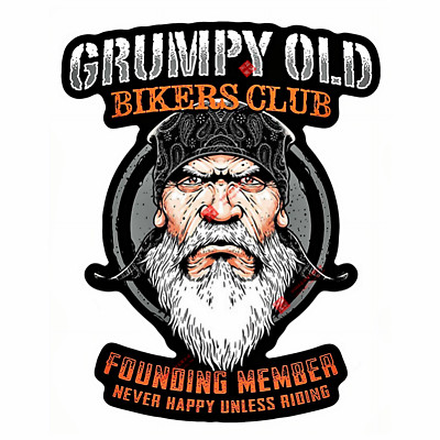 Biker Motorcycle Grumpy Old Man Decal Sticker Hot Rod Motorcycles Peel ...