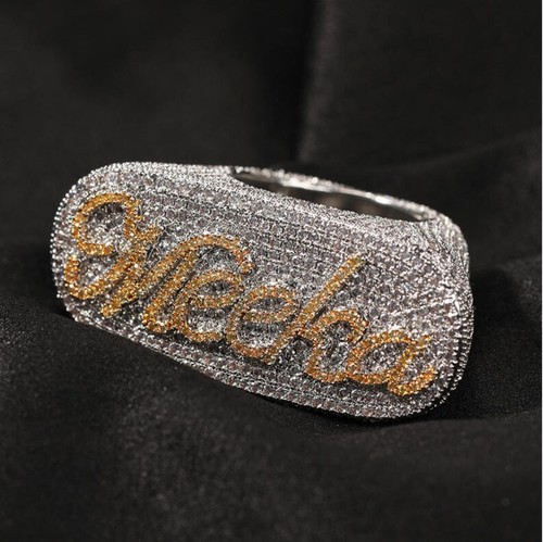 Customized Big Iced Out Name Ring Icy Statement Rings Hip Hop Bling ...