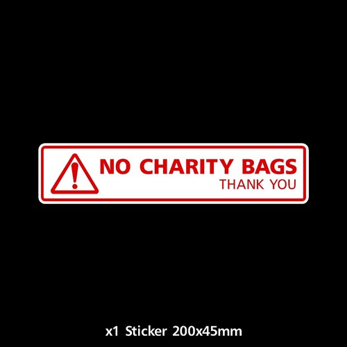 No Charity Bags Thank You Sticker - Front Door, Letterbox Sign (CC033 ...