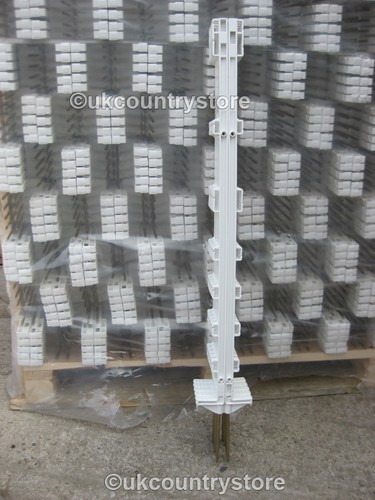 White 3FT Poly Posts Packs of 10 - 50 Stakes & 20mm Electric Fence Tape ...