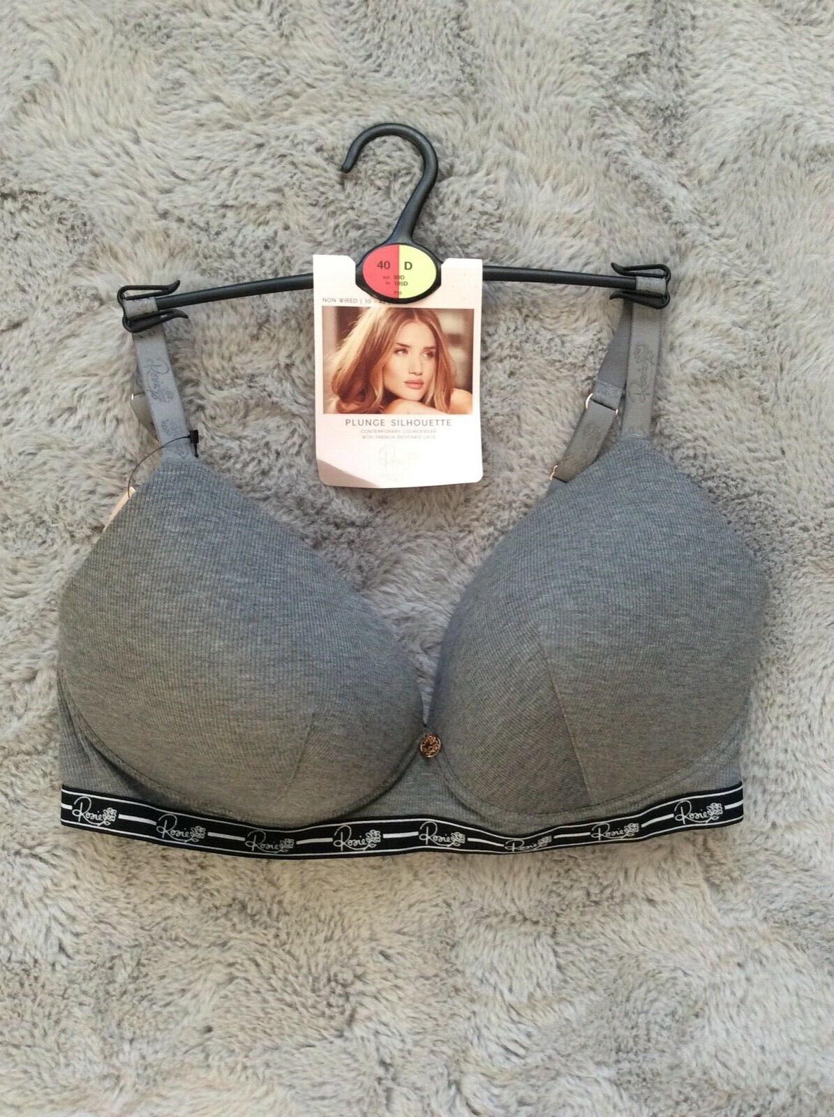 BNWT Ladies 40D Rosie For Autograph Grey Marl Non Wired Padded Plunge ...