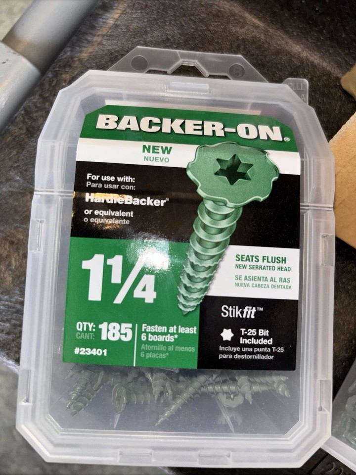 Lot Of (4) Backer-On 23401 Cement Board Screws, #9 x 1-1/4", Steel, 185 ...