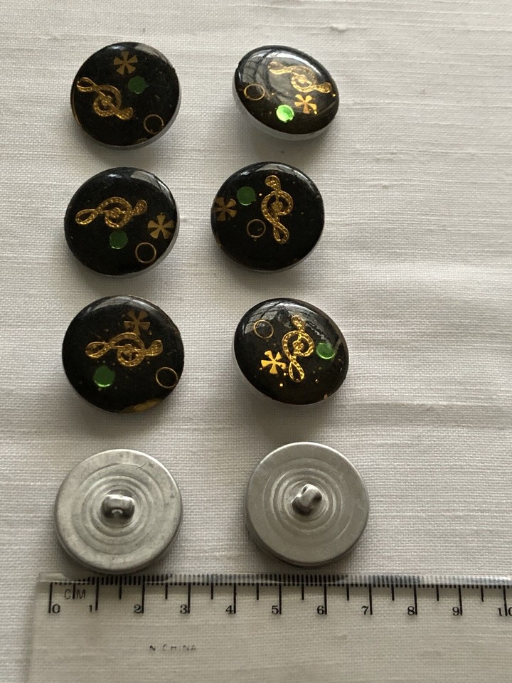 Lot Of Unusual Black & Gold Look Tin Backed Shank Buttons X 8 | eBay ...