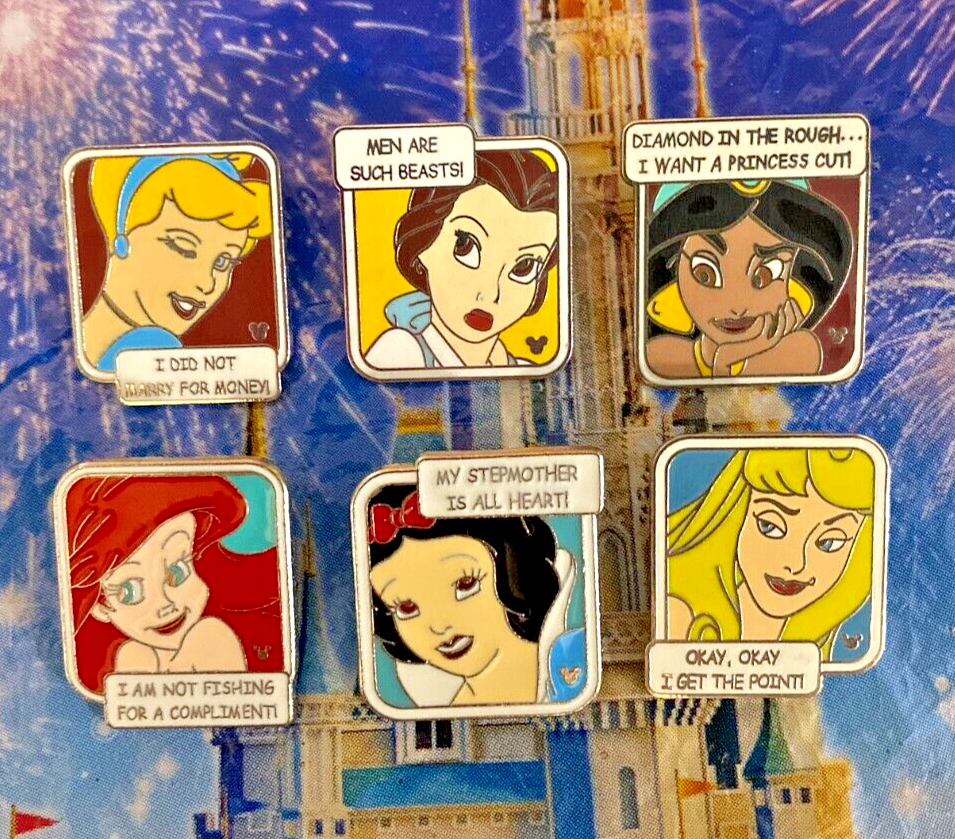 👑 Disney Princess Comic Strip 6 Pin Set - Princess Comics Hidden Mickey ...