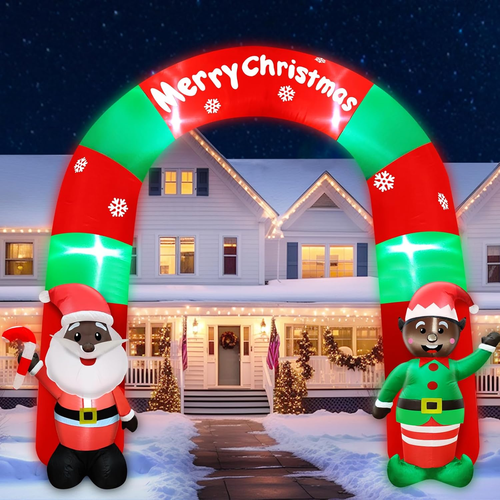 8 Ft Black Santa Claus Christmas Inflatables Decorations Black ELF ...