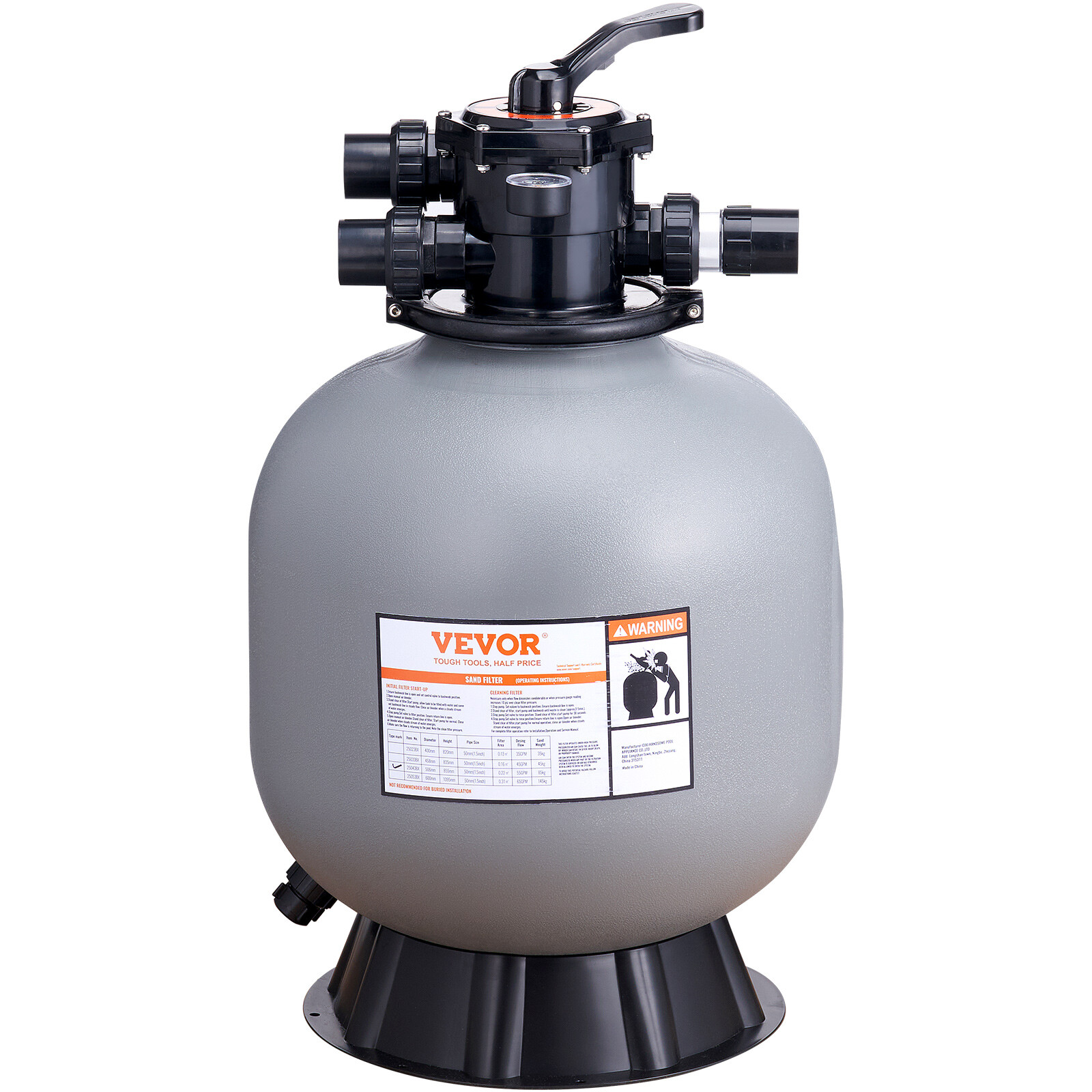 VEVOR Sand Filter 22" Above Inground Swimming Pool Sand Filter with 7 ...