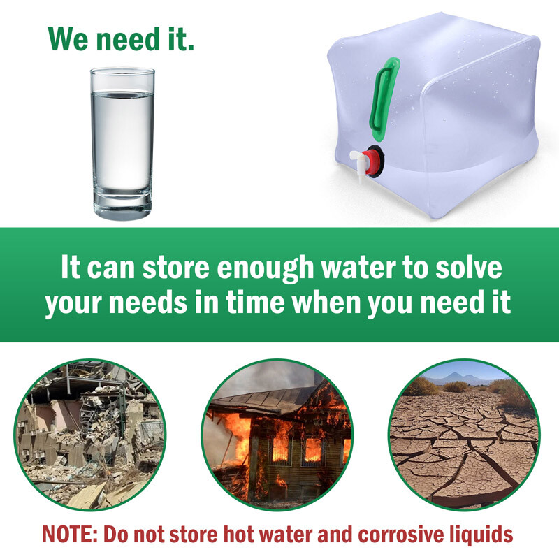 1-2Pc Collapsible Water Container with Spigot 5 Gallon Camping Water ...