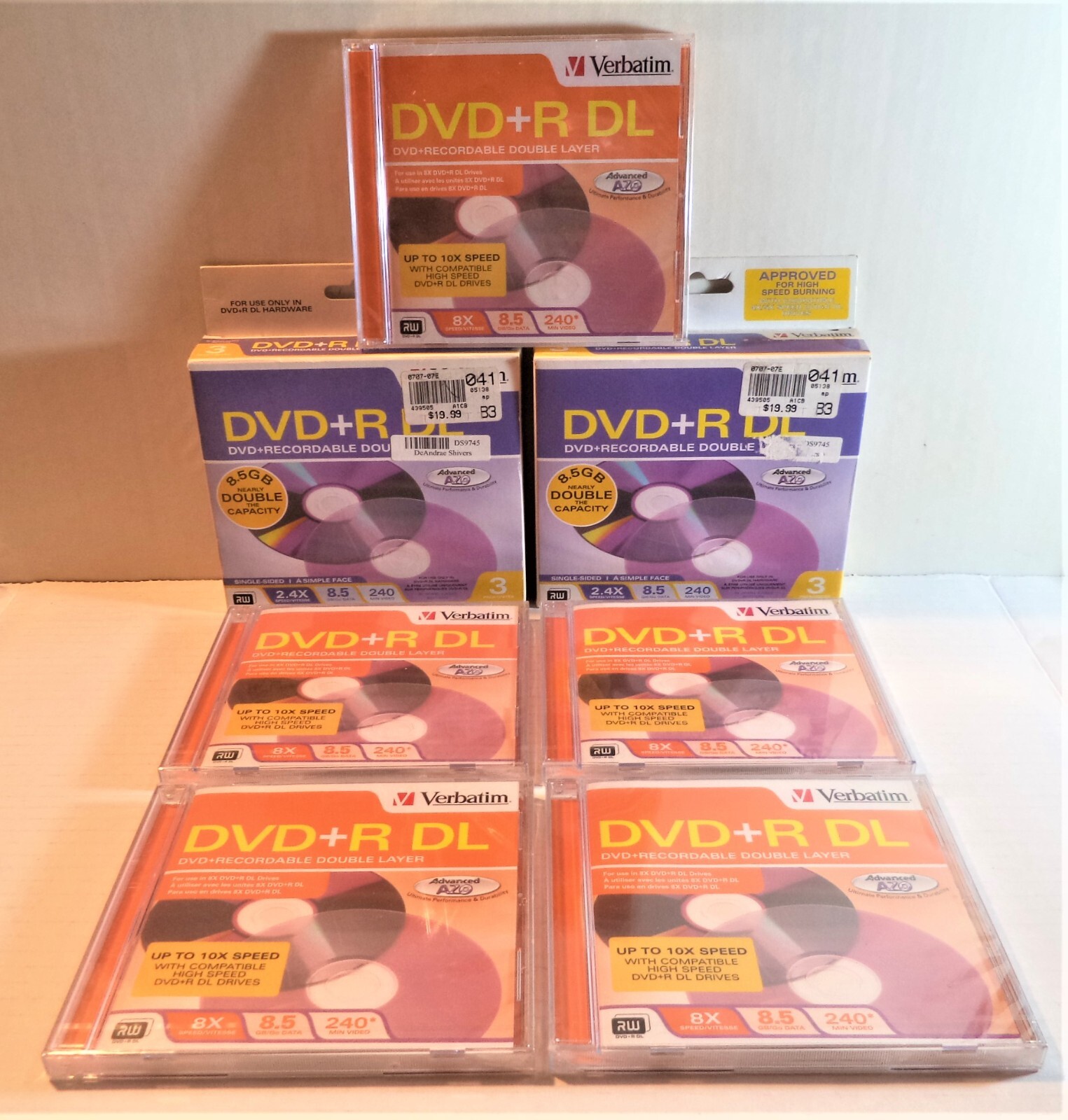 Lot of 11 VERBATIM DVD+R DL Double Layer discs 240min. 8.5gb NEW ...