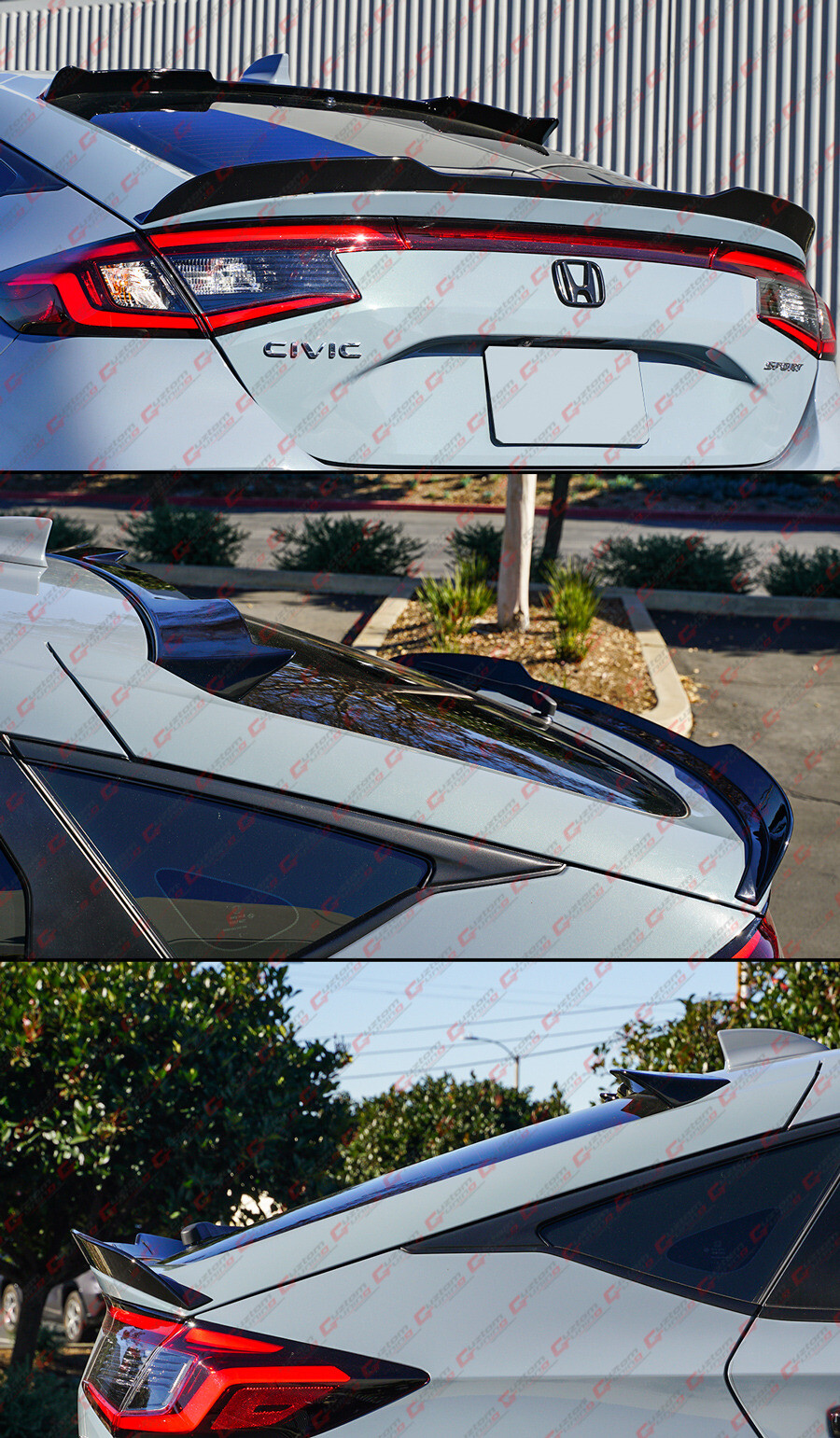 FOR 22-26 Civic Hatchback FL2 FL5 V2 Gloss Black Trunk + Rear Roof ...