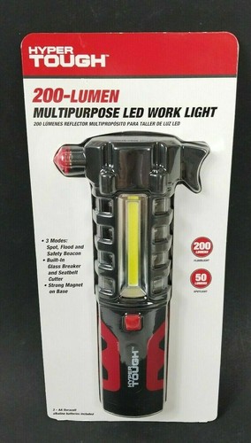 MULTIPURPOSE Hyper Tough 200-LUMEN LED WORK LIGHT Glass Breaker, Strong ...