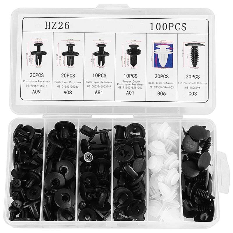 100Pcs Car Retainer Clips Auto Fasteners Push Trim Clips Pin Rivet ...