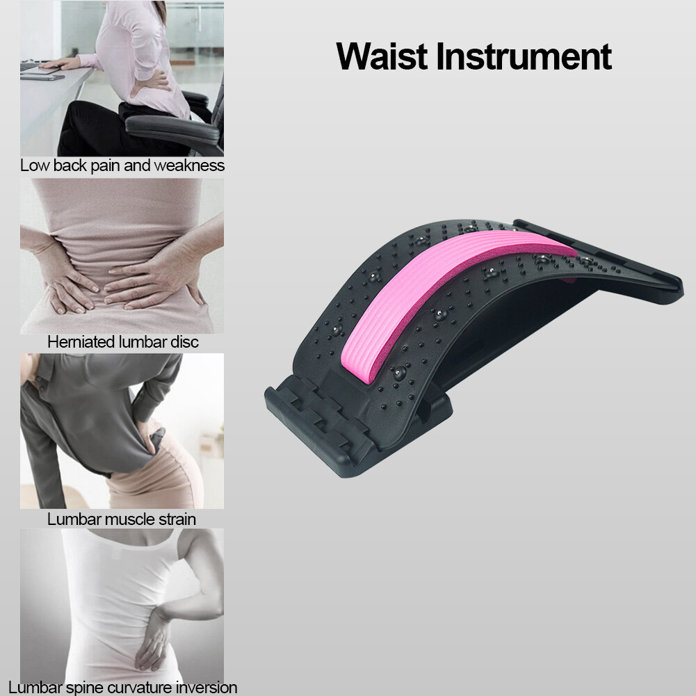 Back Stretcher Adjustable Lumbar Massage Tools for Men Women Gift (Pink ...