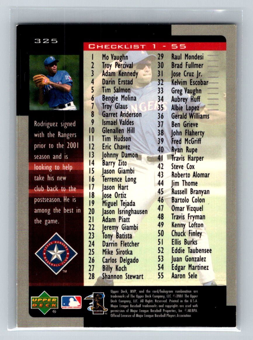 2001 Upper Deck MVP - #325 Alex Rodriguez for sale online | eBay