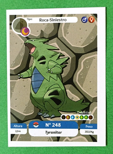 POKEMON KANTO & JOHTO Sticker MC #248 TYRANITAR South America Edition ...