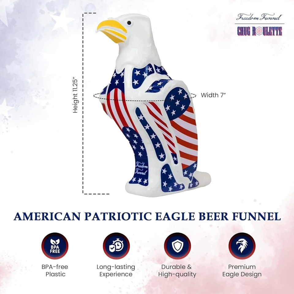 American Flag Beer Bong with Bald Eagle – Patriotic Party Accessory for ...